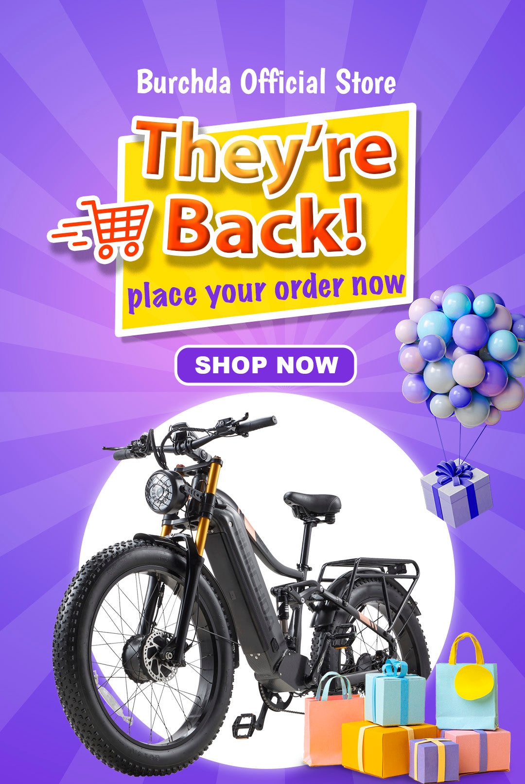BURCHDA Official Store | Fat-tire Powerful Mountain Electric Bikes ...